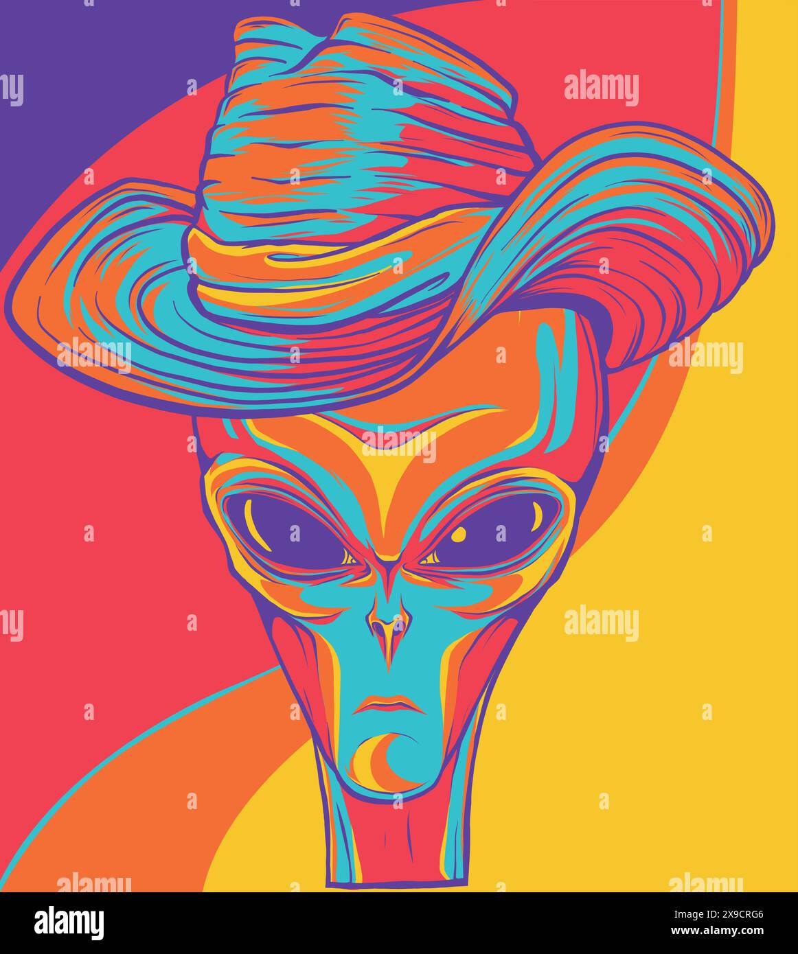 vector illustration of alien head cowboy design Stock Vector Image ...