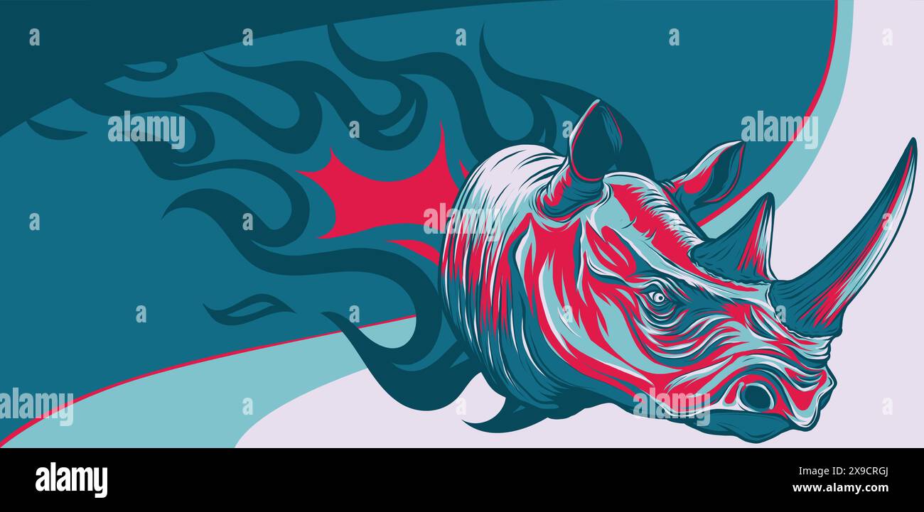 vector illustration of rhino head fire logo Stock Vector Image & Art ...