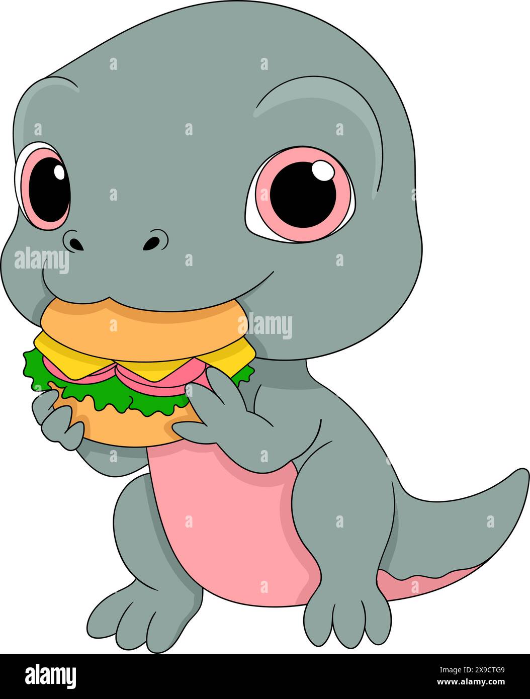 illustration of a doodle cartoon sticker with a food logo, a green ...