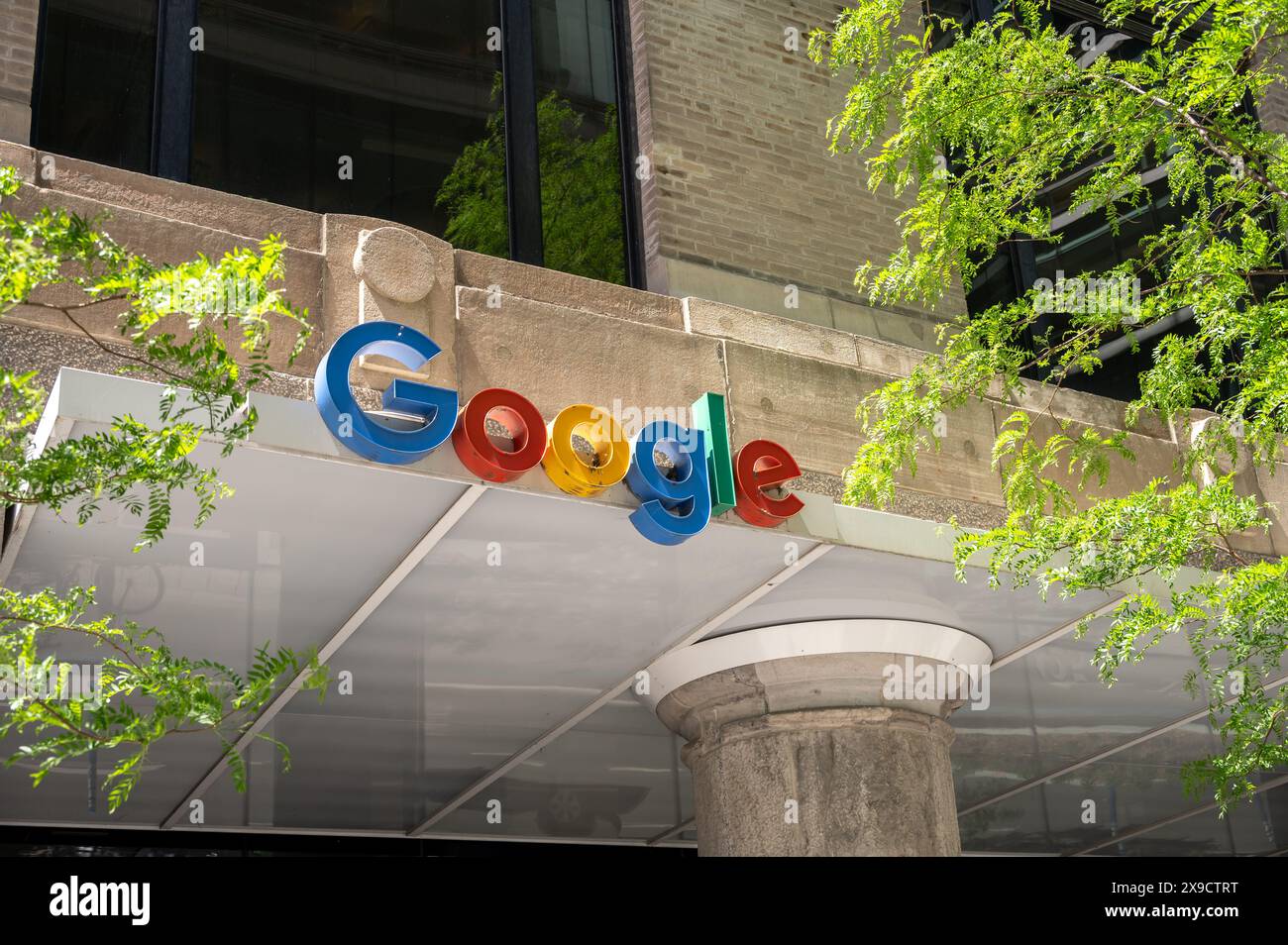 Montreal, Quebec - May 23, 2024: Google logo on a building in downtown ...