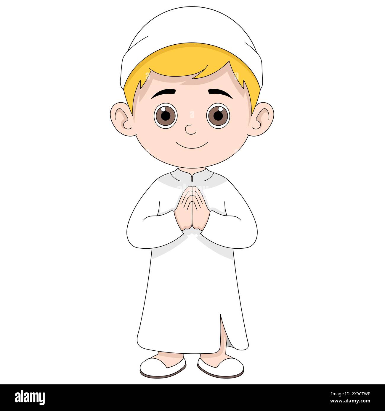 Illustration of a doodle cartoon religion, a Muslim boy standing ...