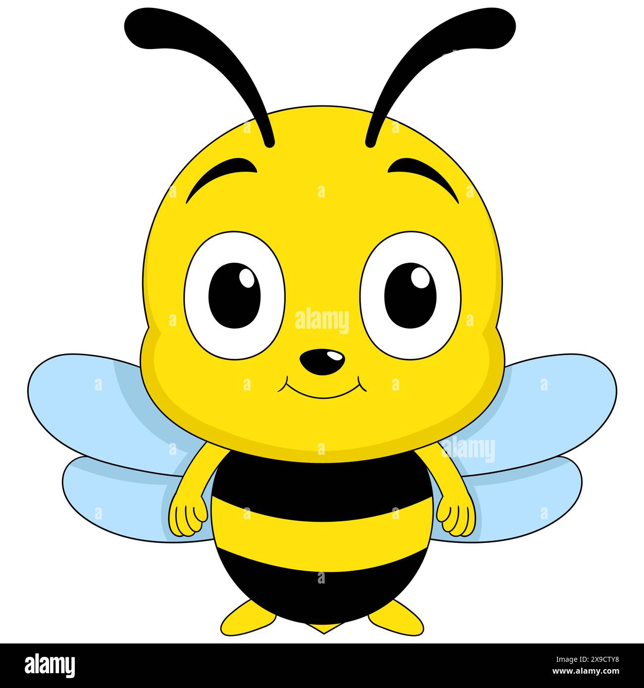 illustration of a doodle cartoon animal logo, cute fat bee with mini ...