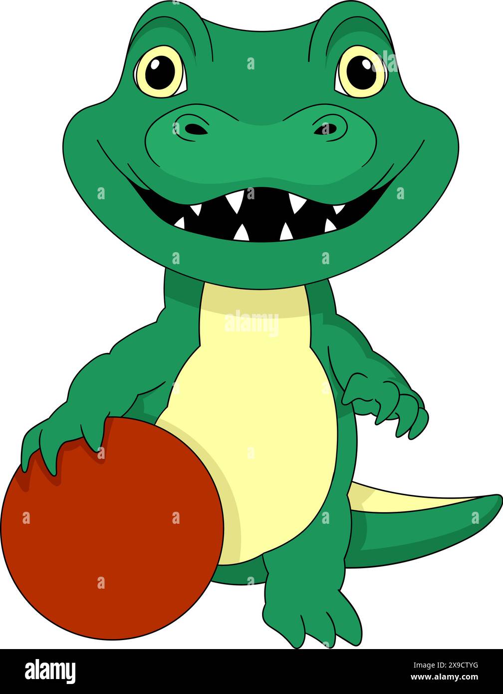 illustration of a cute cartoon animal doodle emblem, a crocodile ...