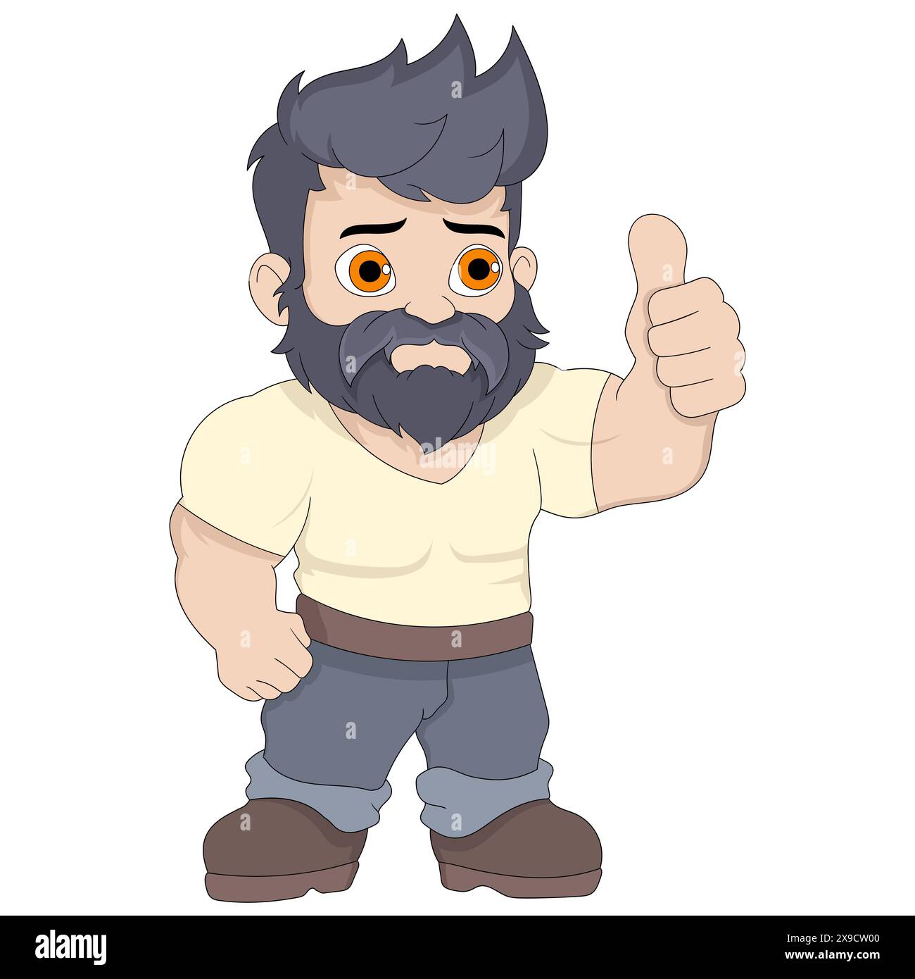 cartoon doodle illustration of people's activities, a muscular man was ...
