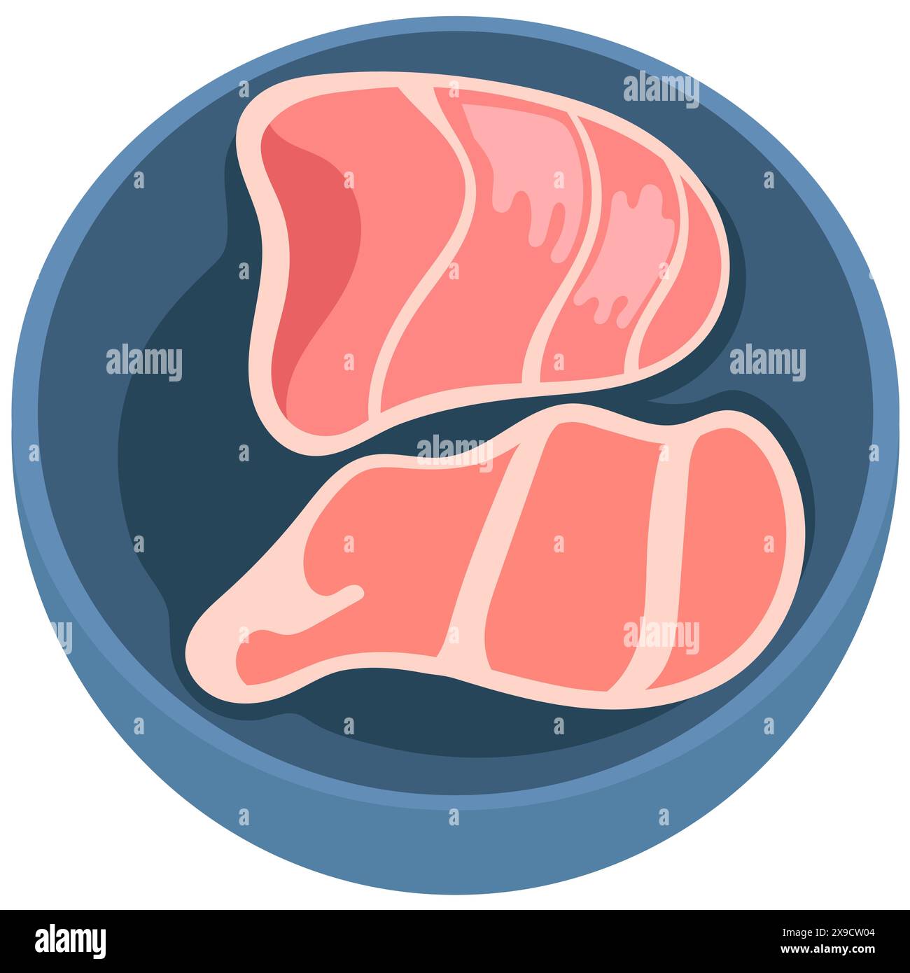 flat illustration of food icon, fresh pork cut ready to be cooked ...