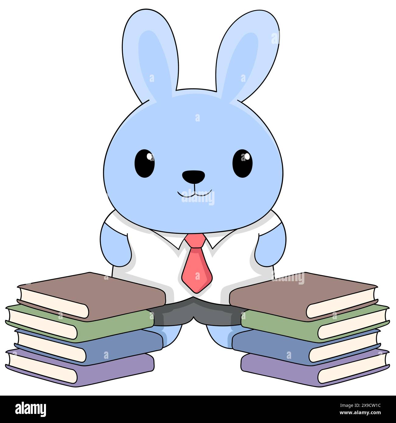 Easter themed cartoon doodle illustration, library guard rabbit, lots ...
