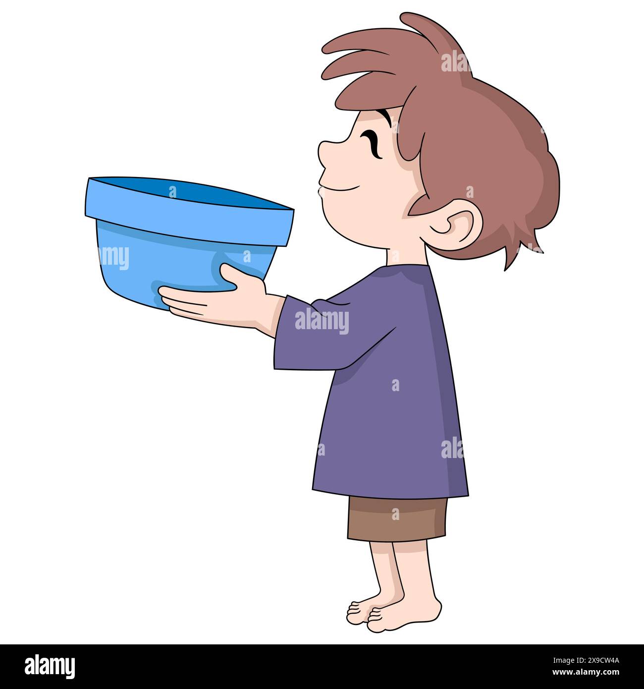 Ramadan cartoon doodle illustration of charity, a poor beggar little ...