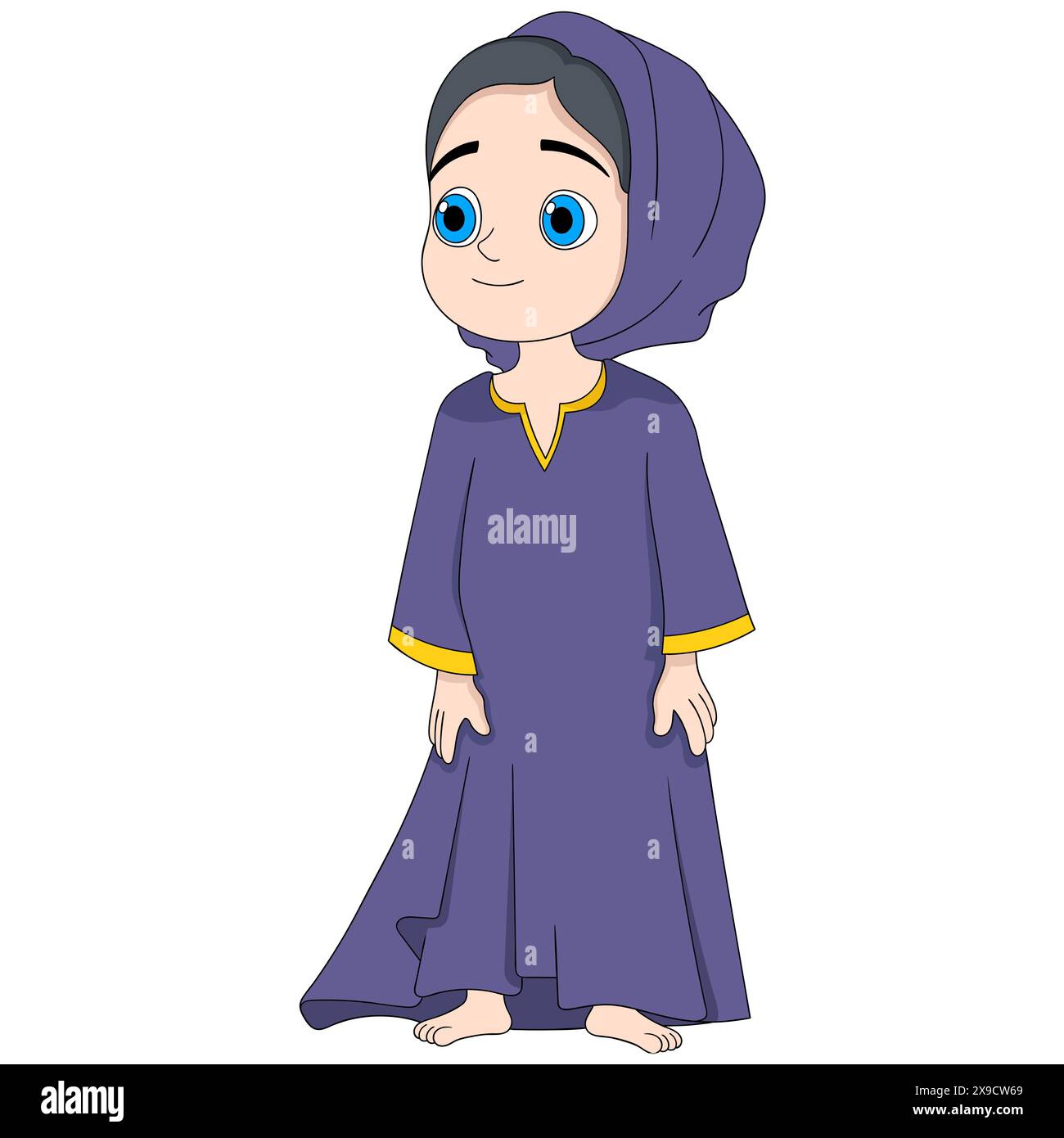 Religion cartoon doodle illustration, beautiful Muslim girl wearing a ...