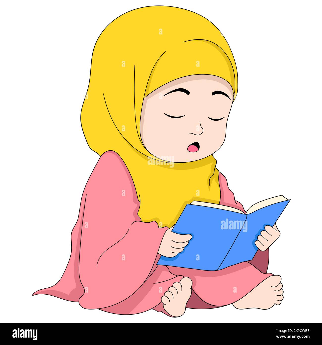 cartoon doodle illustration of people doing religious activities, a ...