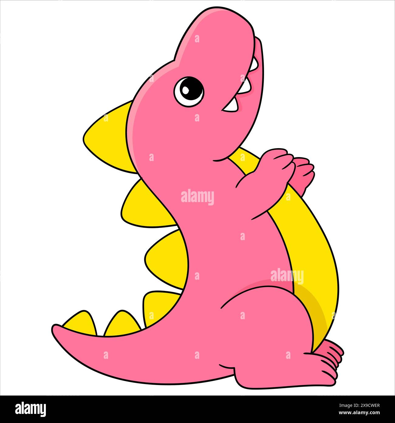 illustration of a doodle drawing of a cute cartoon animal, a fat pink ...