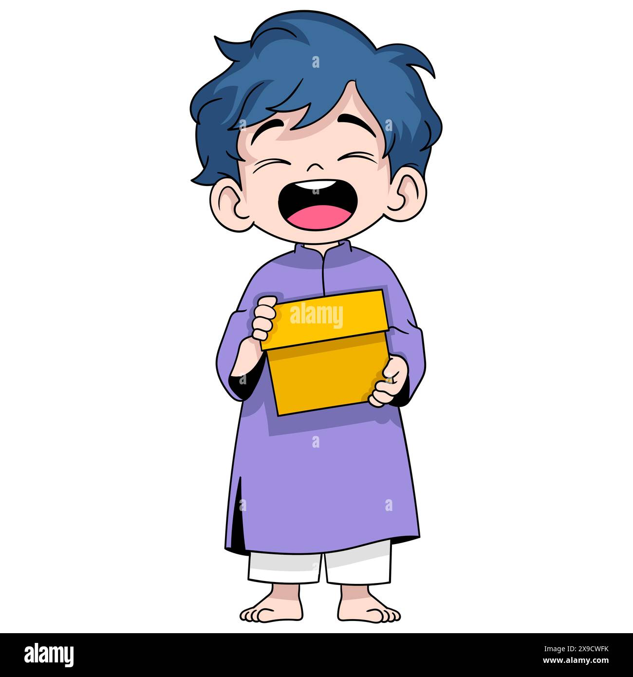 cartoon doodle illustration of religious activities, Muslim young boy ...