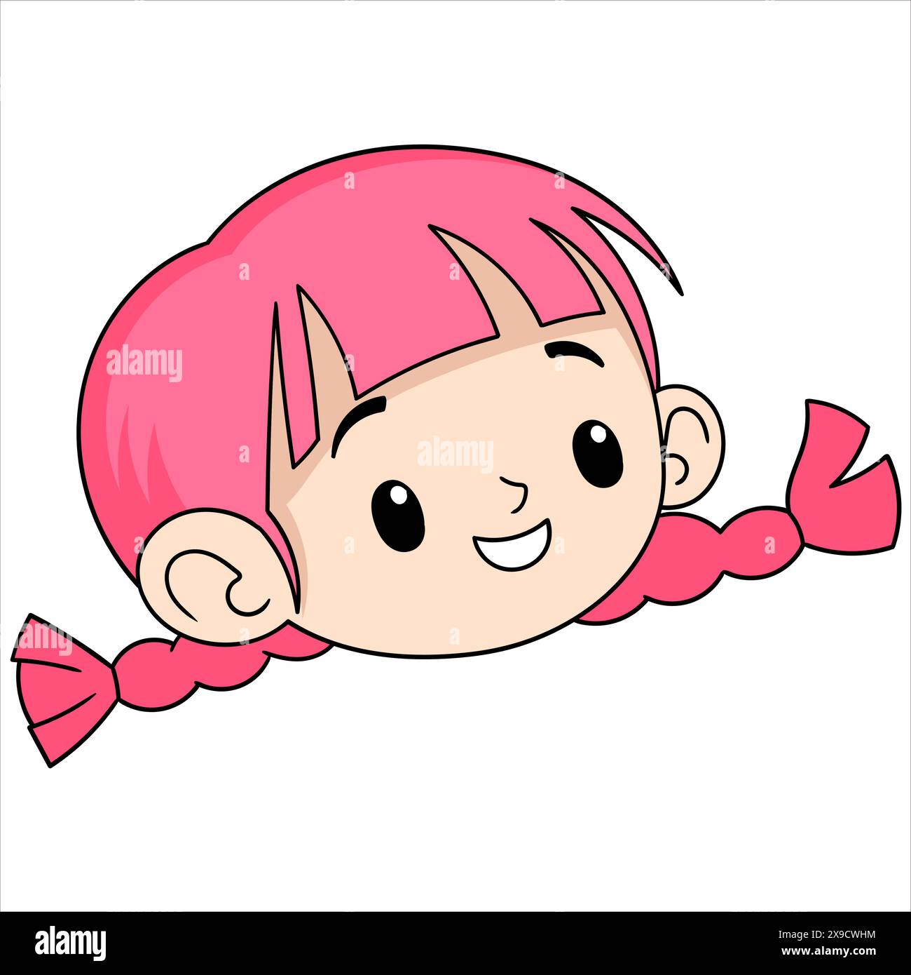 illustration of doodle cartoon people, the head of a beautiful girl ...