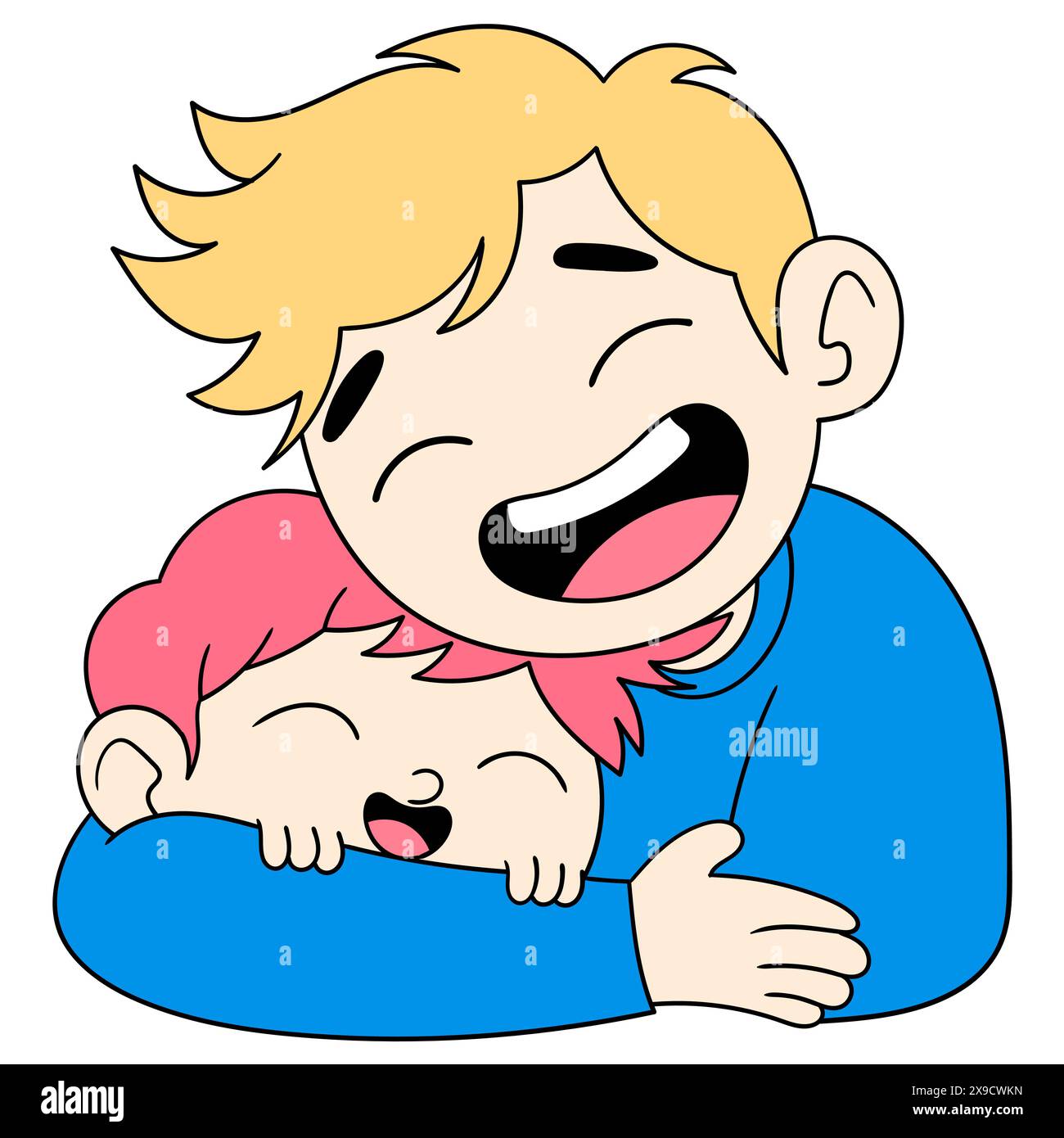 cartoon doodle illustration of father's day, happy father and son ...