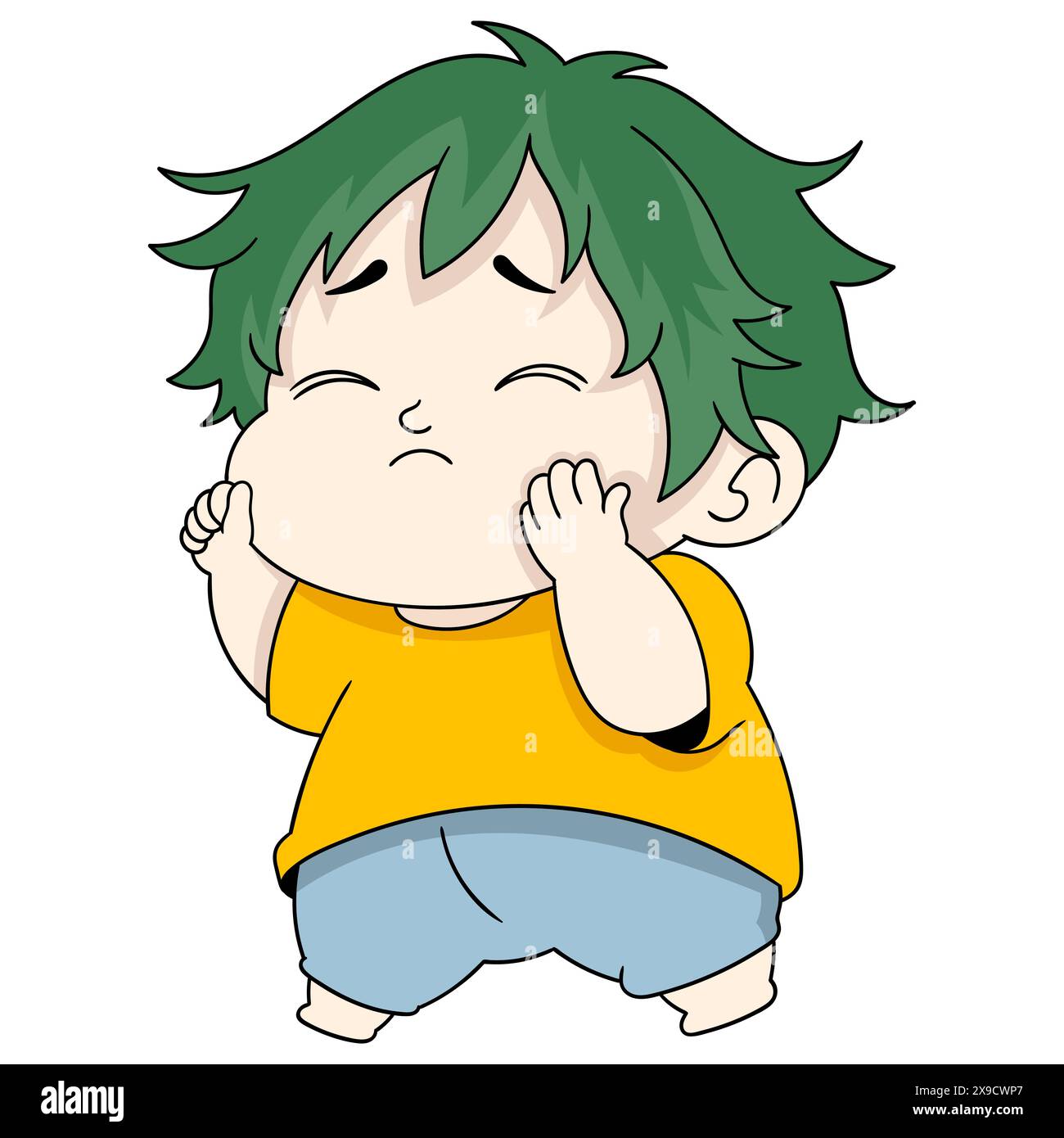 cartoon doodle image of people's behavior, a fat baby boy showing a ...