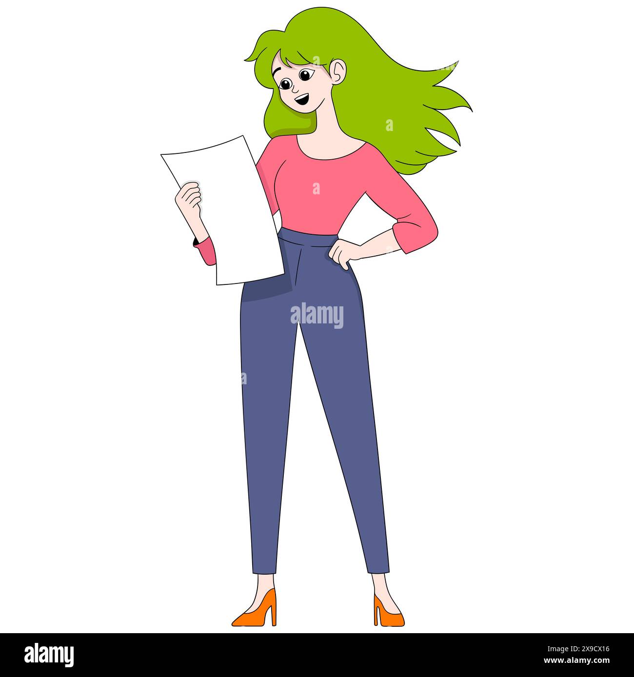 cartoon doodle illustration of people's activities, beautiful girl ...