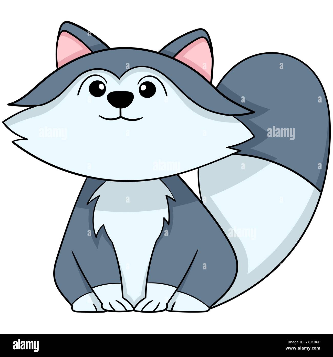 cartoon doodle illustration cute animal, a gray domesticated fat cat ...