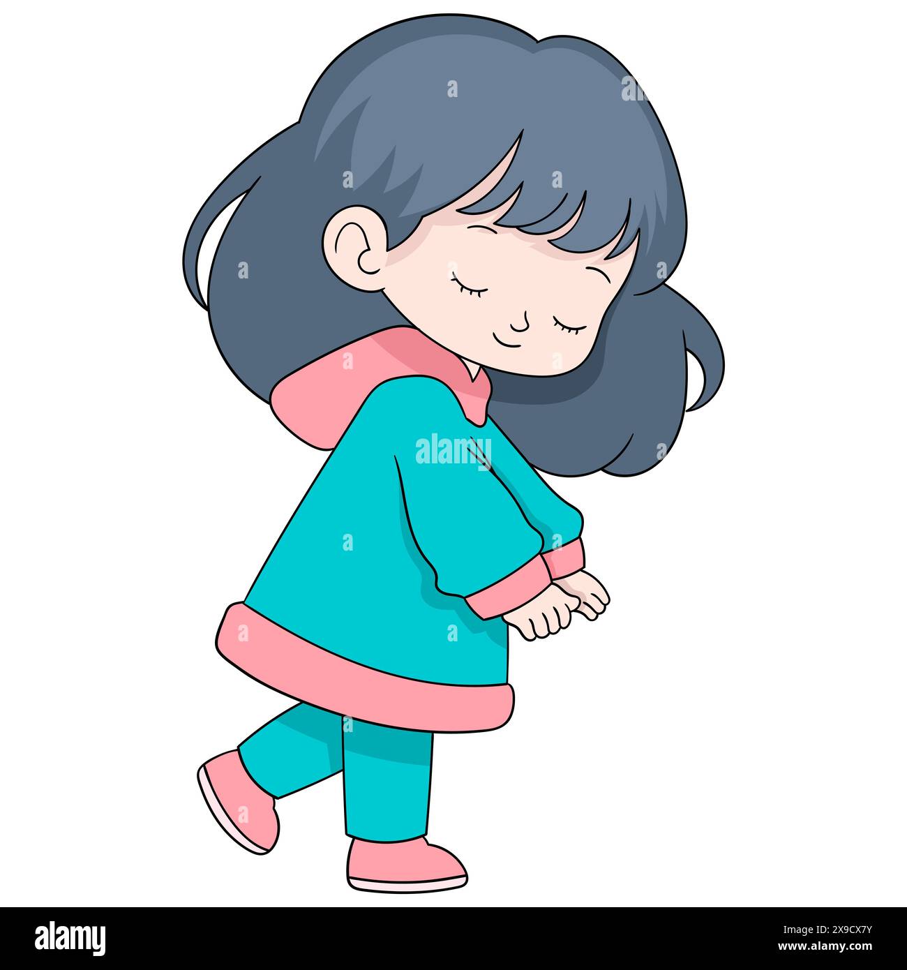 cartoon doodle illustration of people's activities, unconscious young ...