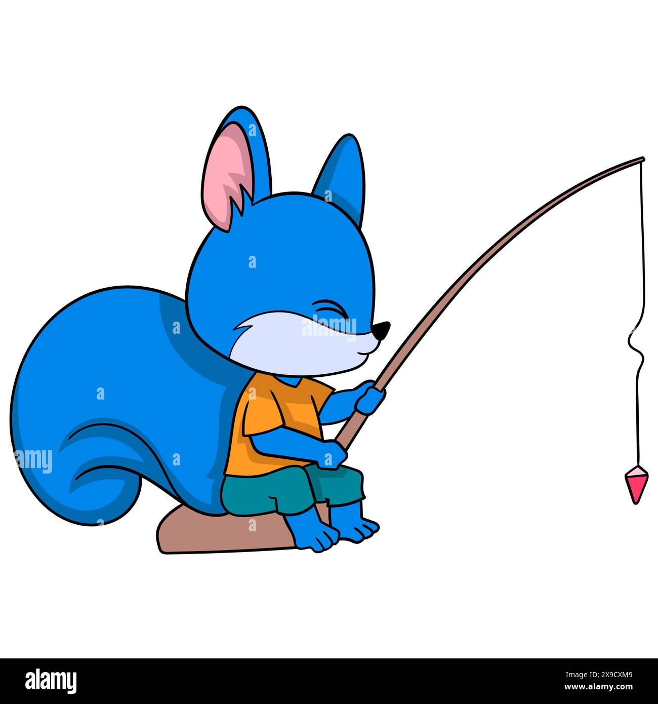 Cartoon doodle illustration of animals acting funny, the blue weasel is ...