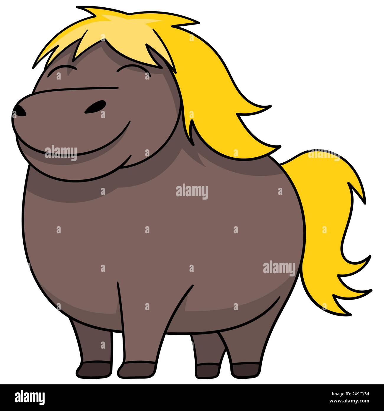 cartoon doodle of animals doing activities, The blonde donkey is ...