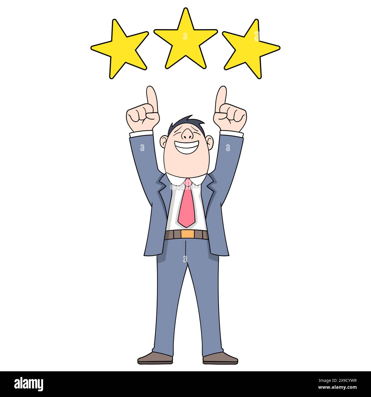 cartoon doodle illustration of business activities, businessman gets ...