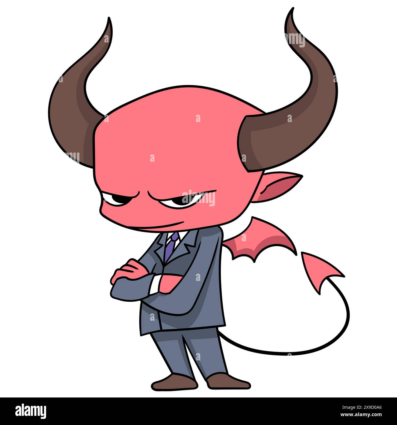 cartoon doodle of business activities, evil faced devil businessman ...