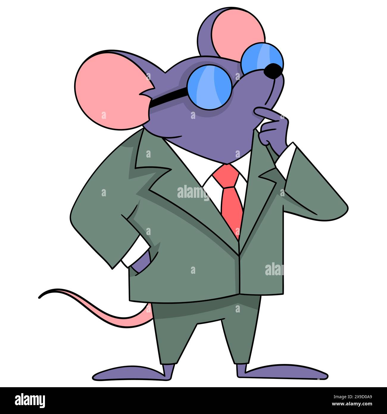 cartoon doodle of animals doing activities, businessman mouse is neatly ...
