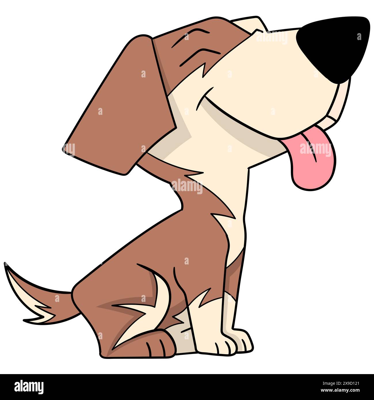 cartoon doodle of animals doing activities, A cute dog is sticking out ...