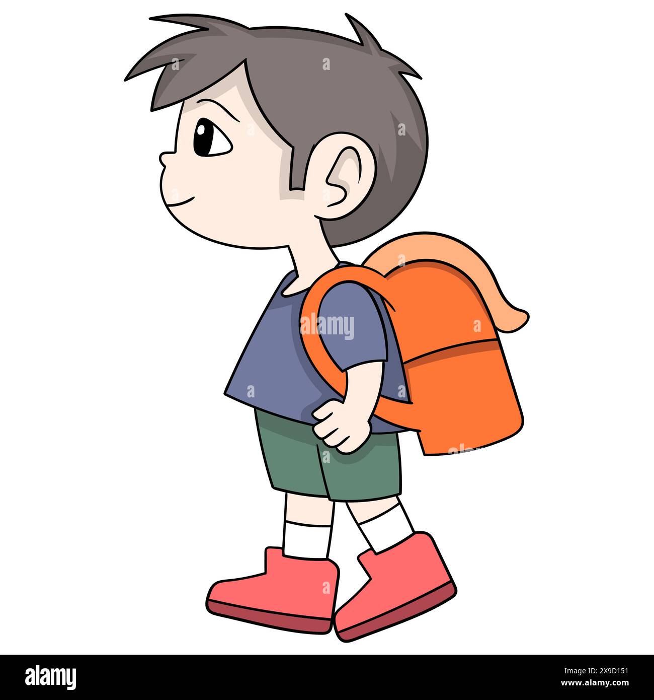 cartoon doodle of educational activities, school children walking ...