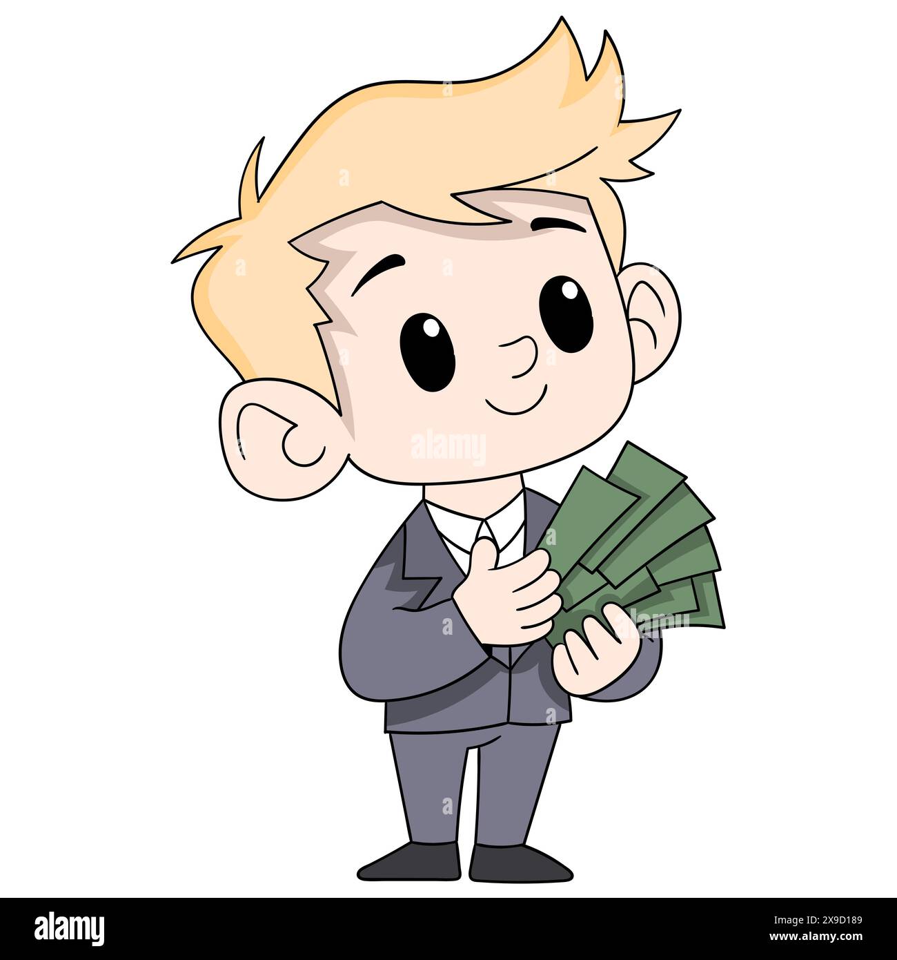 cartoon doodle of business activities, businessman is showing off his ...