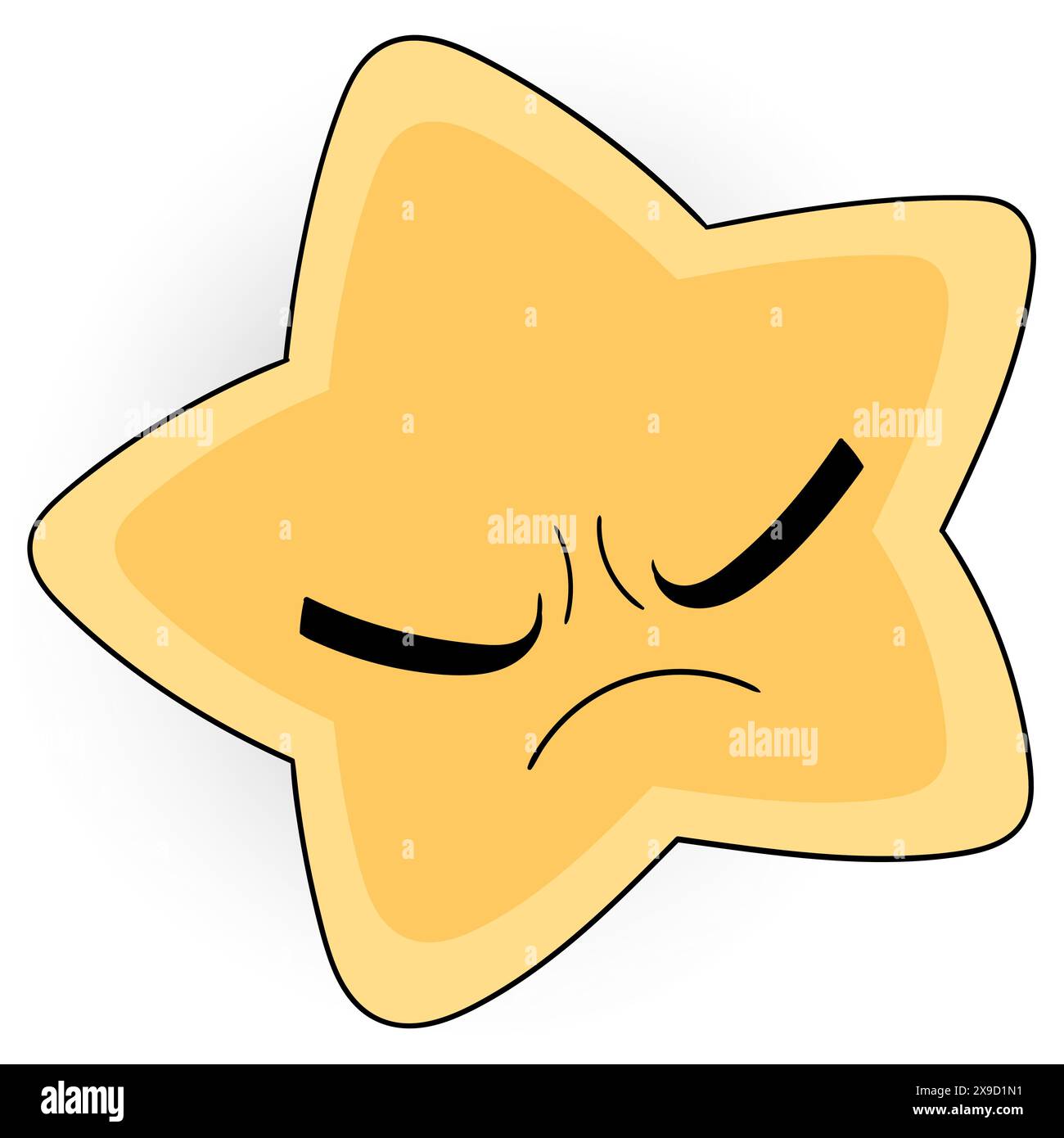 doodle cartoon character object, yellow star with an angry face Stock ...