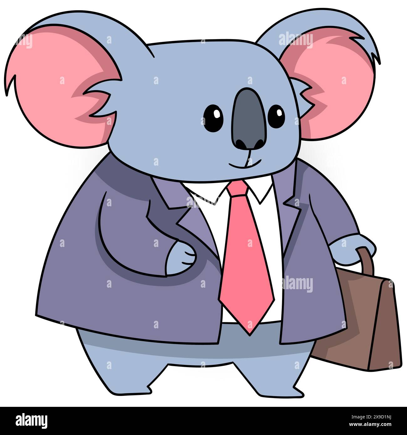 cartoon doodle of worker activities, koala boss walking carrying ...