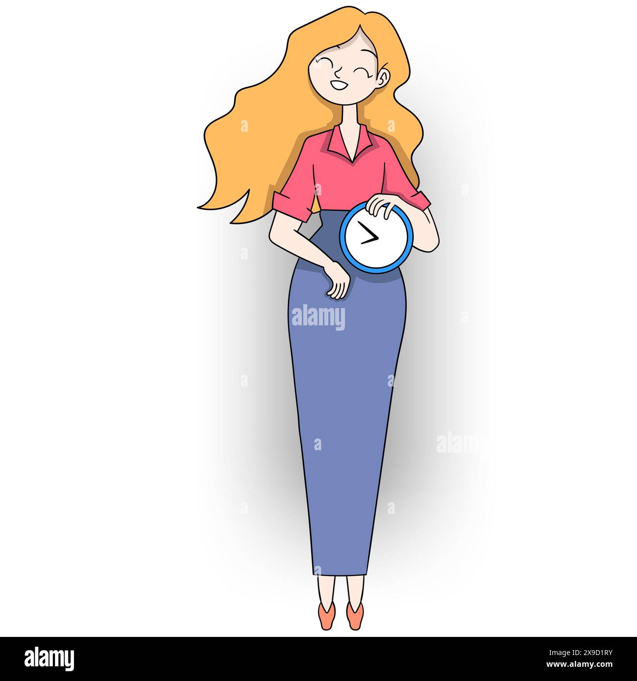 doodle cartoon business worker activities, beautiful woman carrying a ...