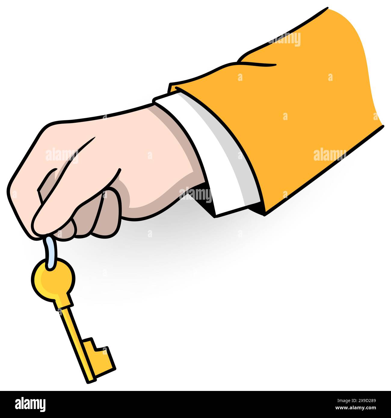 doodle cartoon illustration, hand giving house key for sale Stock ...