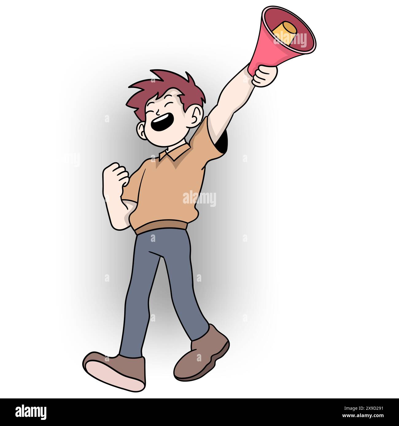 doodle cartoon people expression, boy laughing proud happy winning ...