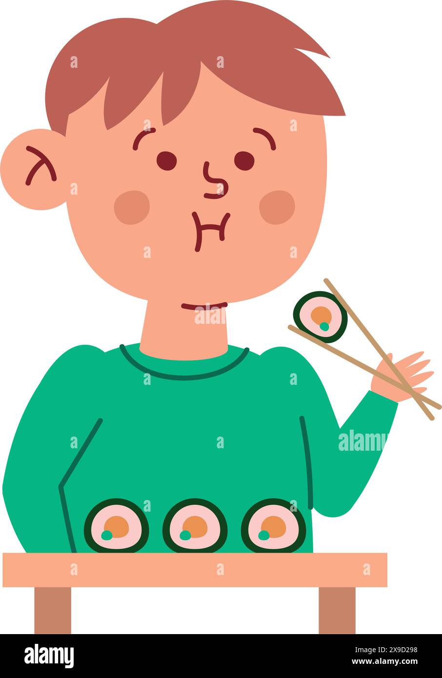 cute boy eating healthy sushi cartoon Stock Vector Image & Art - Alamy