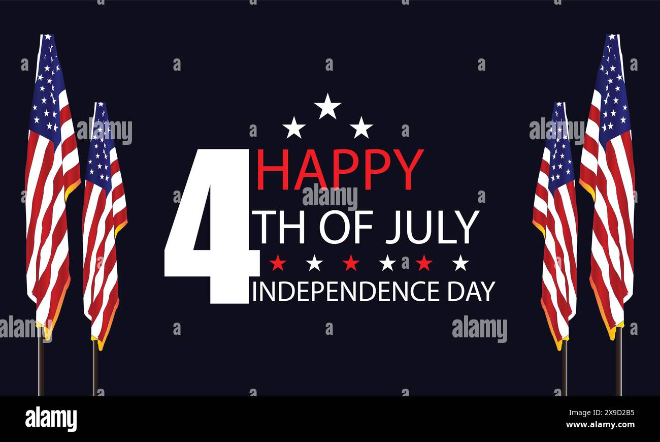 Proud to be American Happy 4th of July with USA Flag Text Stock Vector ...