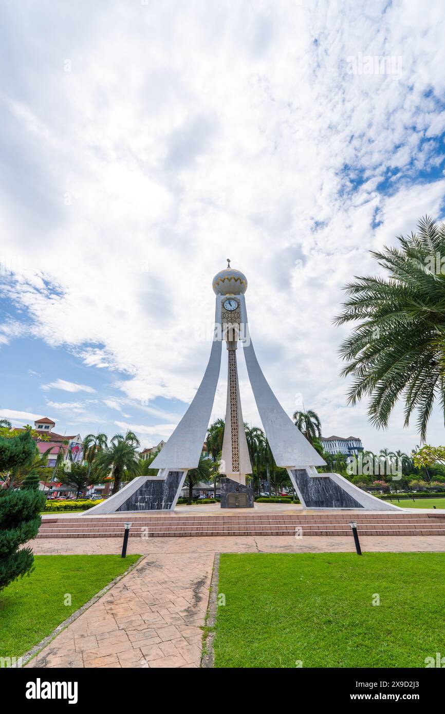 Dataran Ipoh, Perak - May 31, 2024 : Wide vertical view of white clock ...