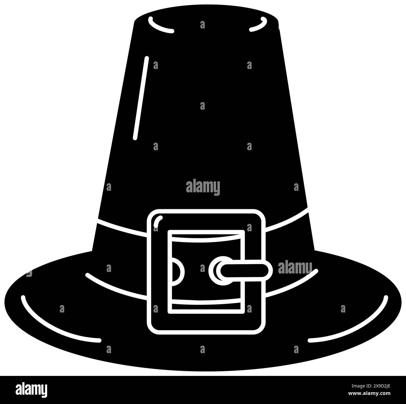 Pilgrim Hat Classic Symbol of Thanksgiving Silhouette drawing Black and white Logo Icon design ...