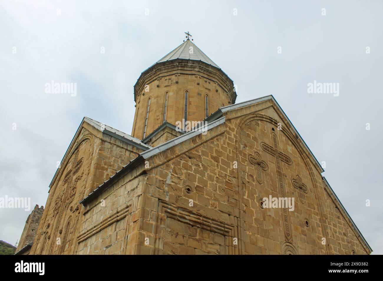 Tiled roof of the cross-domed church of the Saviour built of river ...