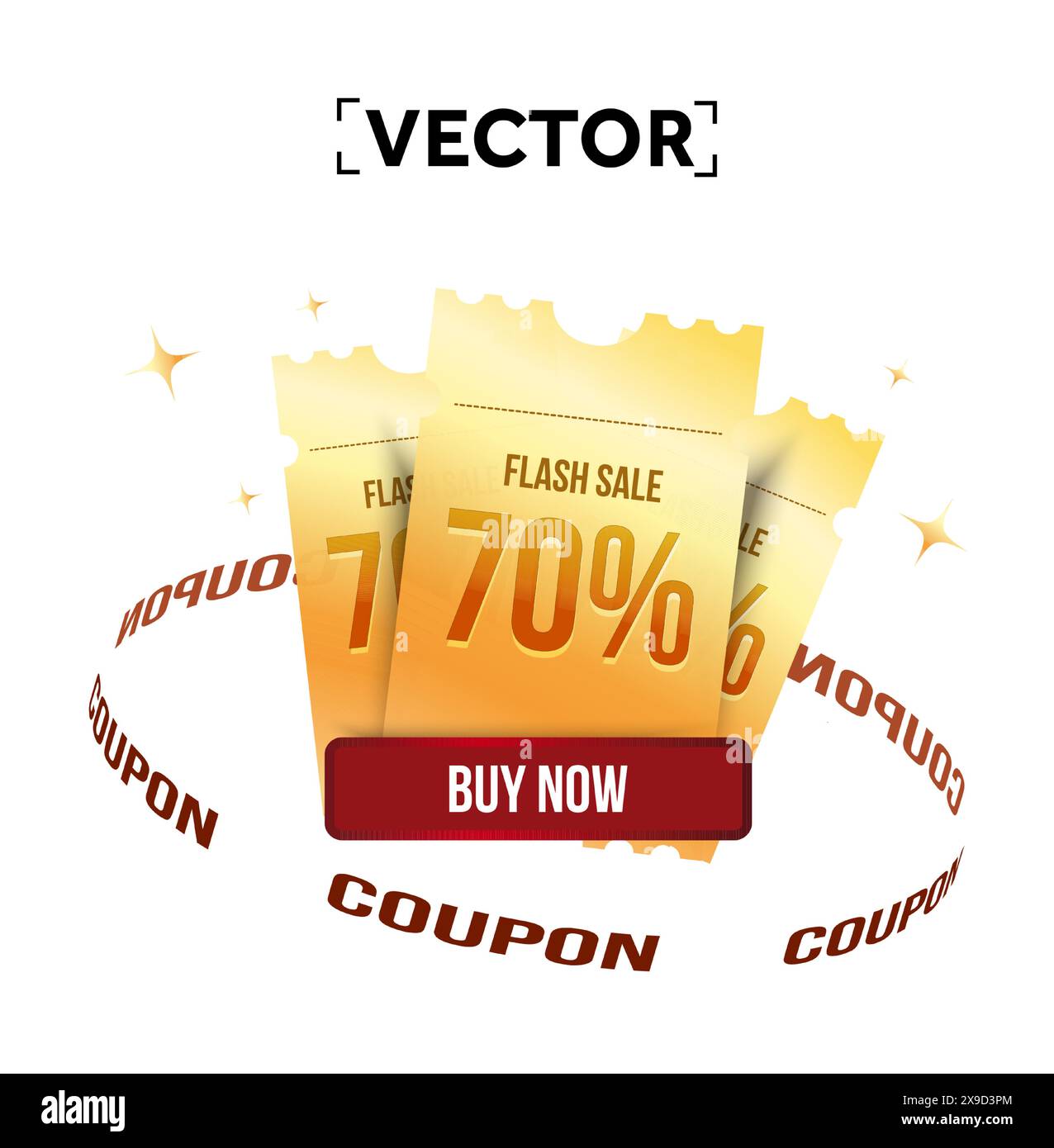 3d flash sale coupon with 70 percent off, coupon code, isolated on ...