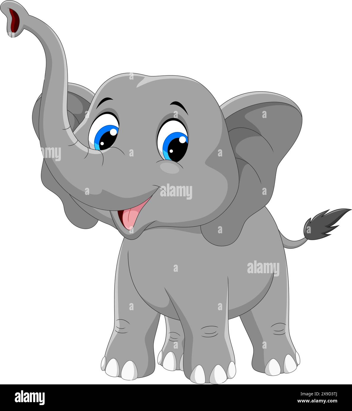 Vector illustration of cute elephant cartoon on white background Stock ...