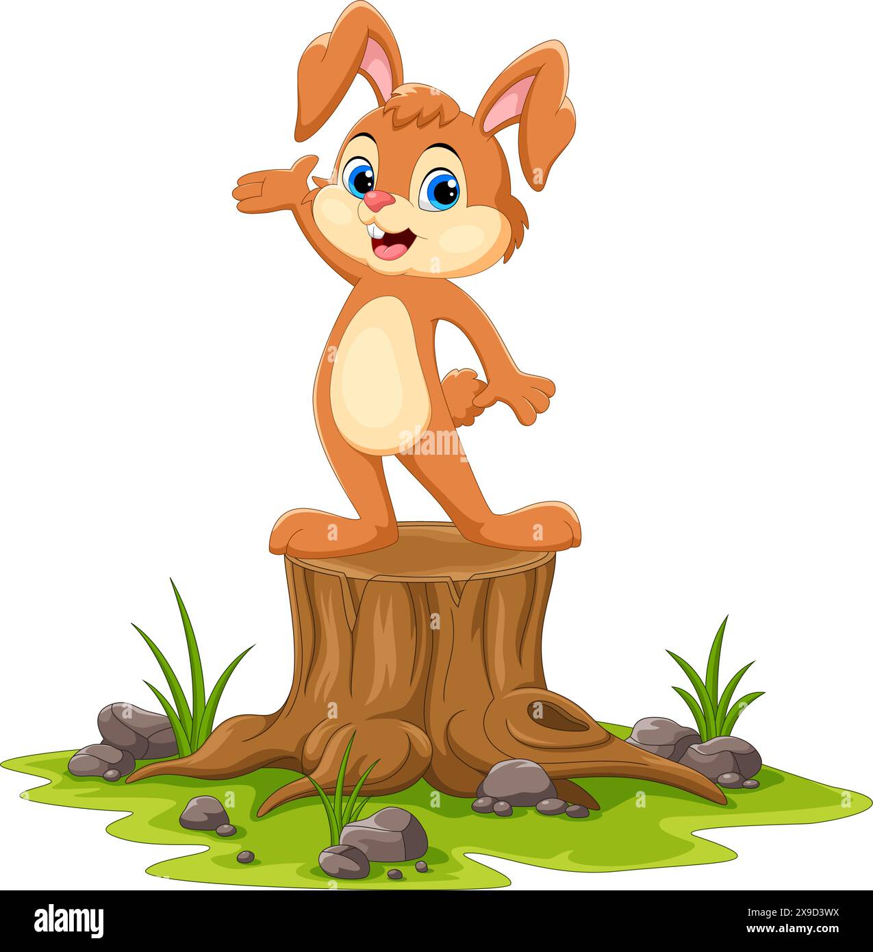 Happy bunny cartoon isolated on white background Stock Vector Image ...