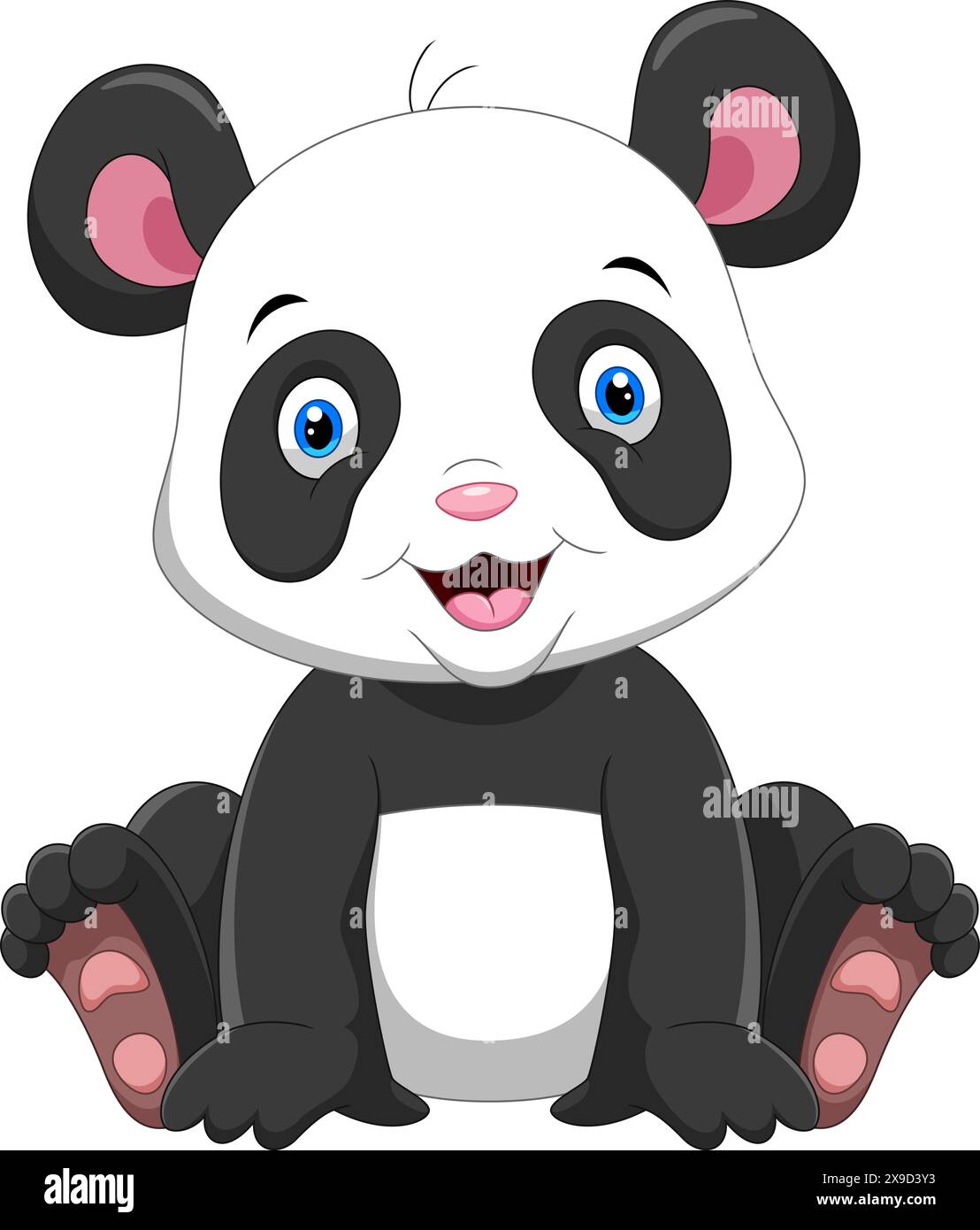 Vector illustration of Funny little panda smiling on a white background ...