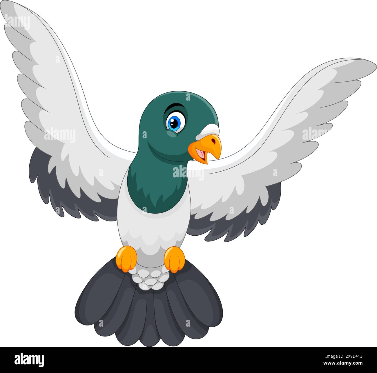 Vector illustration of happy pigeon cartoon isolated on white ...