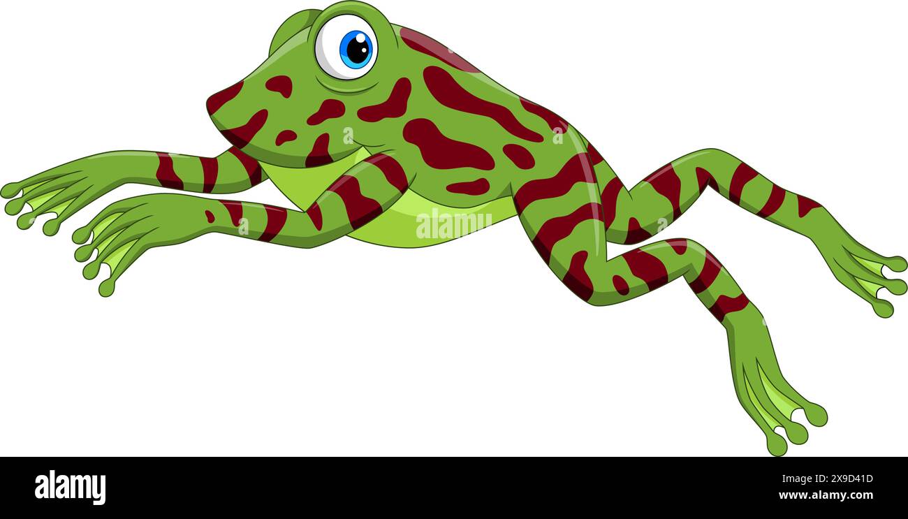 Cute frog cartoon jumping isolated on white background Stock Vector ...
