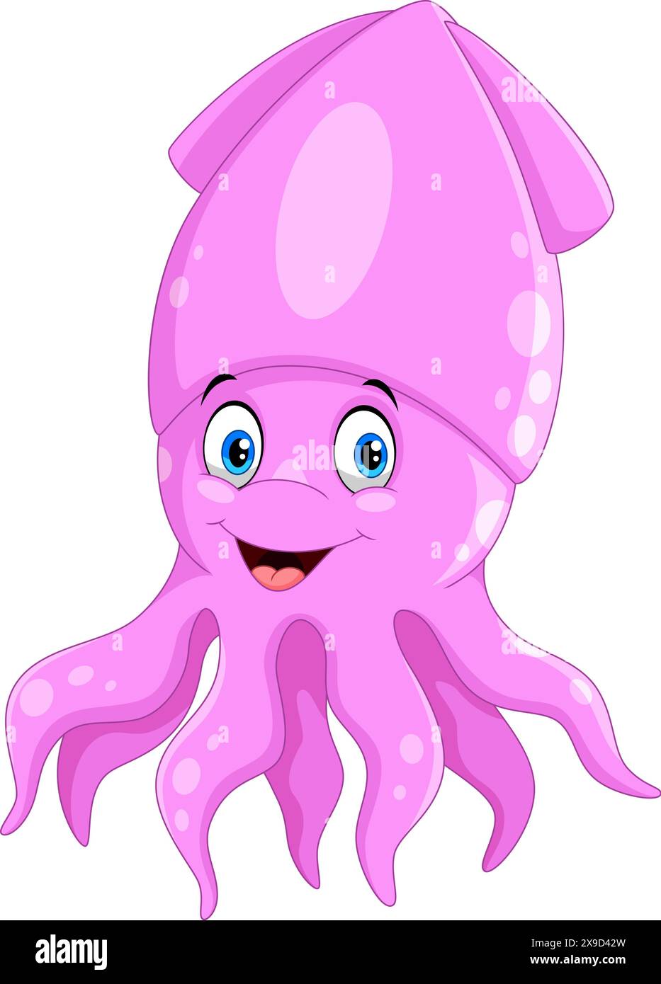 Illustration of cute squid cartoon isolated on white background Stock ...