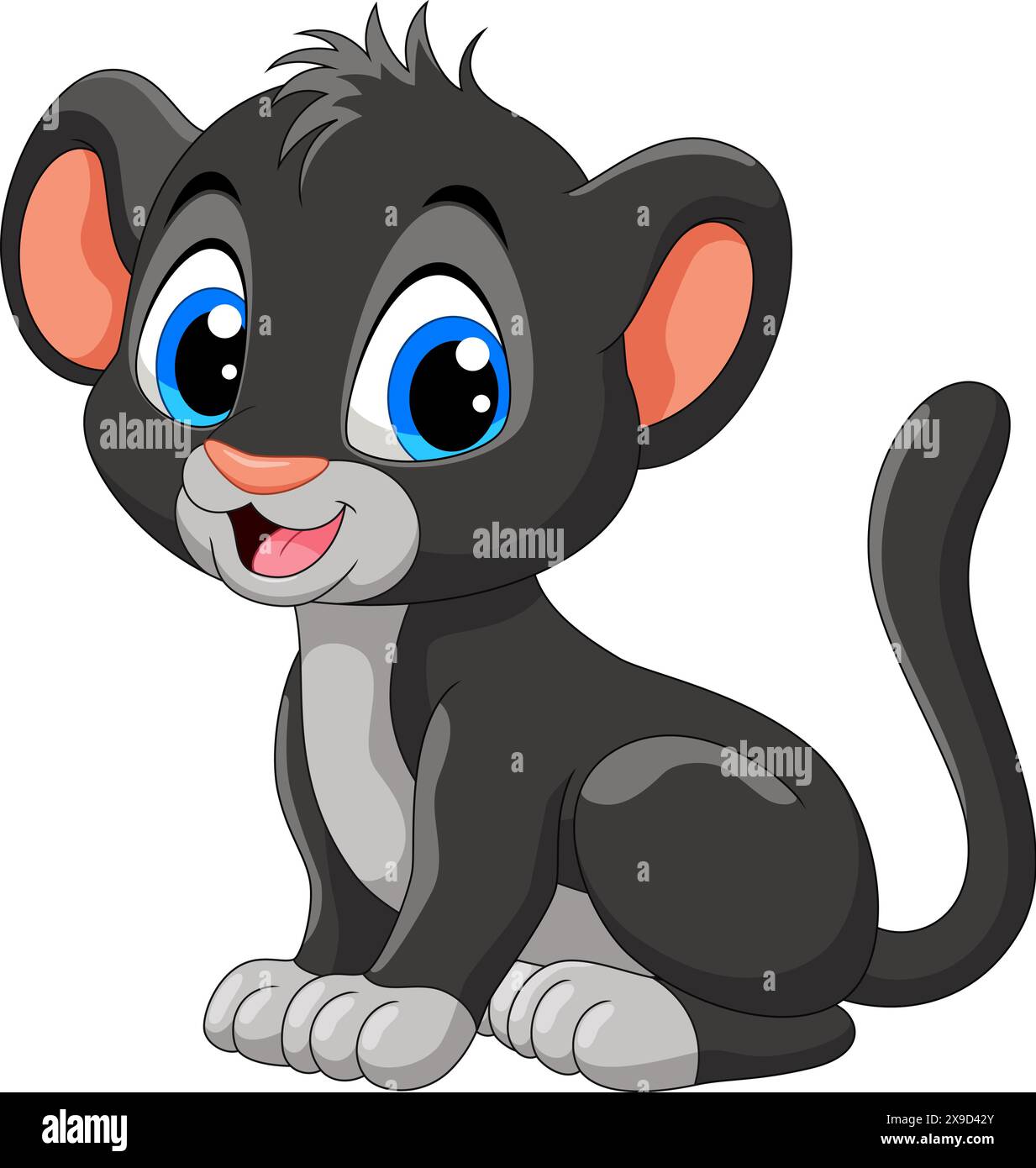 Cute baby panther cartoon isolated on white background Stock Vector ...