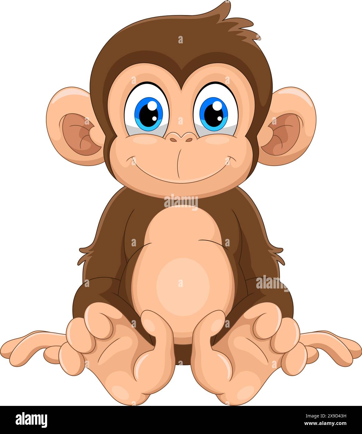 Funny monkey cartoon vector illustration on white background Stock ...