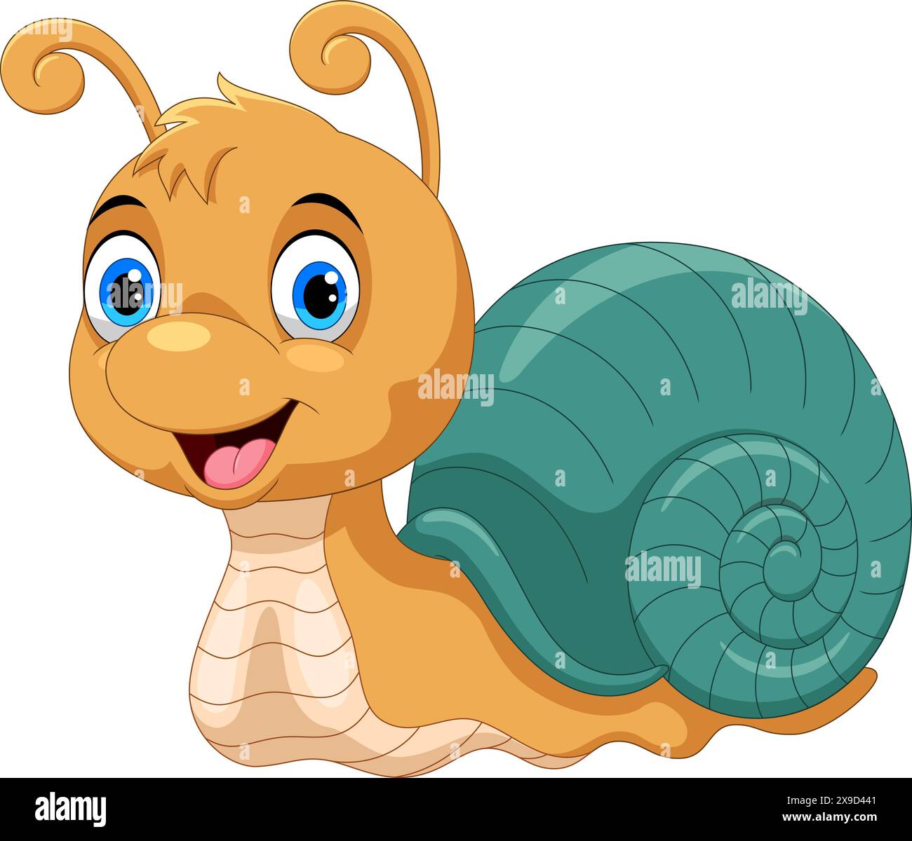 Vector illustration of Funny smiling snail isolated on white background ...