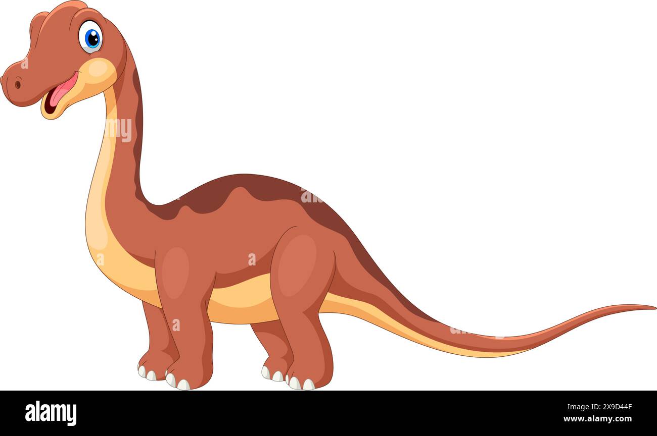 Cartoon funny Brontosaurus isolated on white background Stock Vector Image & Art - Alamy